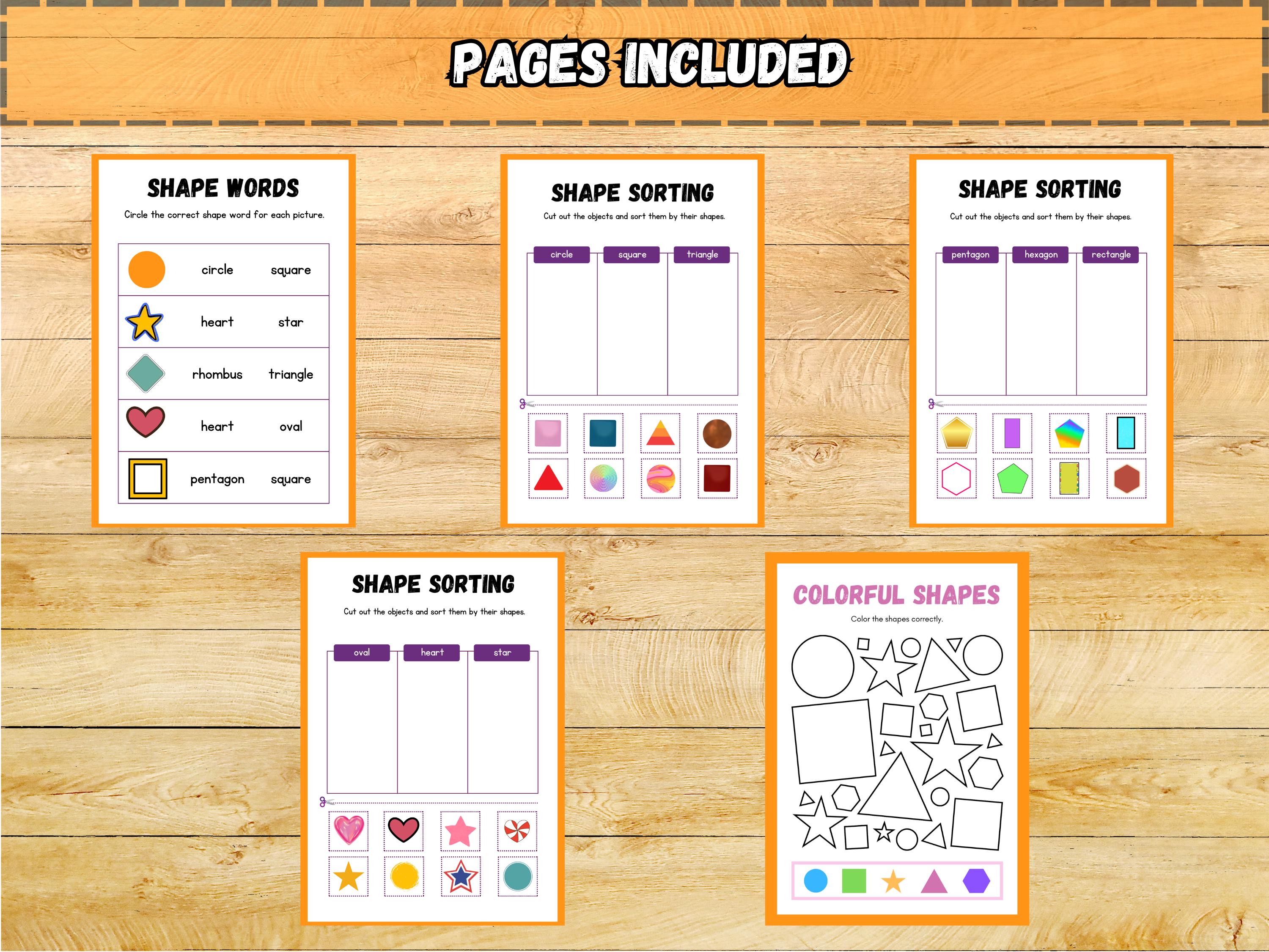 Preschool Geometry Worksheets 2D Shape Matching, Fine Motor Skills ...