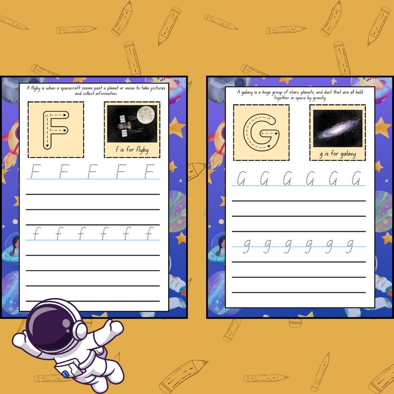 Space Handwriting Practice Kids Writing Workbook Space Activity Sheets ...
