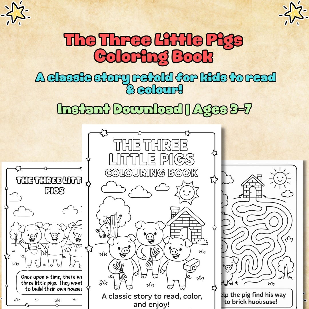 Fairy Tale Coloring Pages for Kids | the Three Little Pigs Story ...
