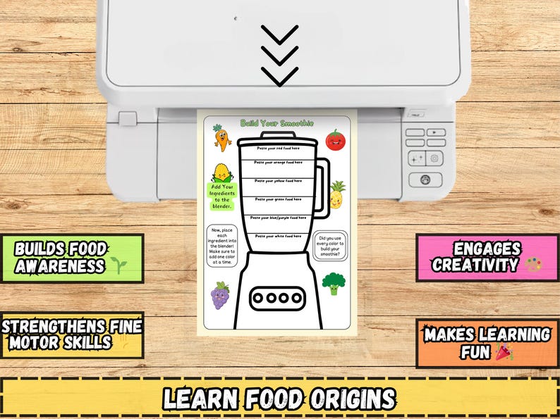 Rainbow Smoothie Sorting Activity Healthy Eating Printable for Kids Fun ...