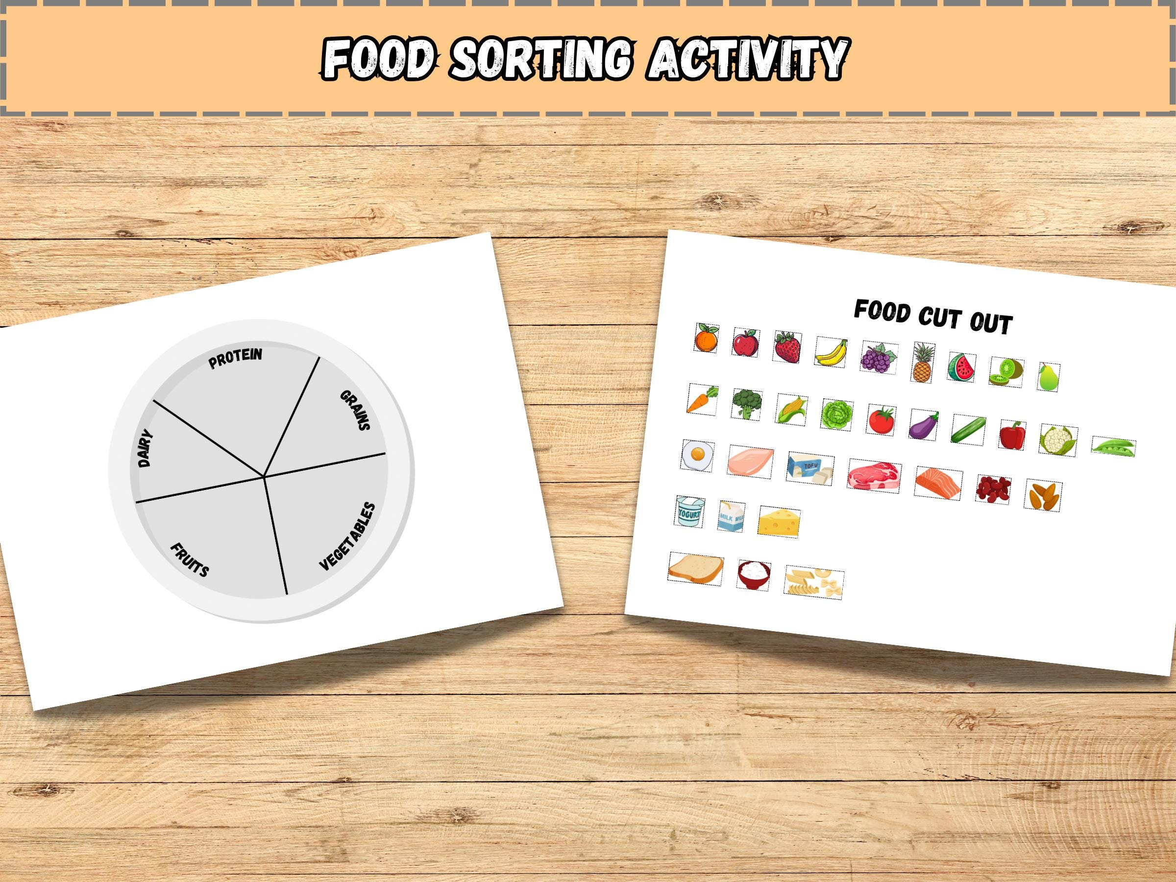 Food Sorting Worksheet for Kids Cut-out Food Items With Plate Outline ...