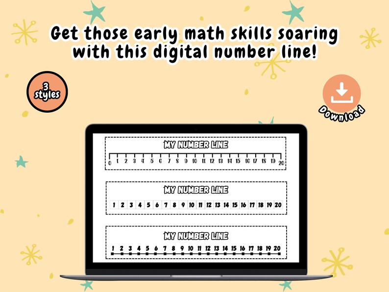 Digital Download Number Line | Printable Counting and Math Aid for ...