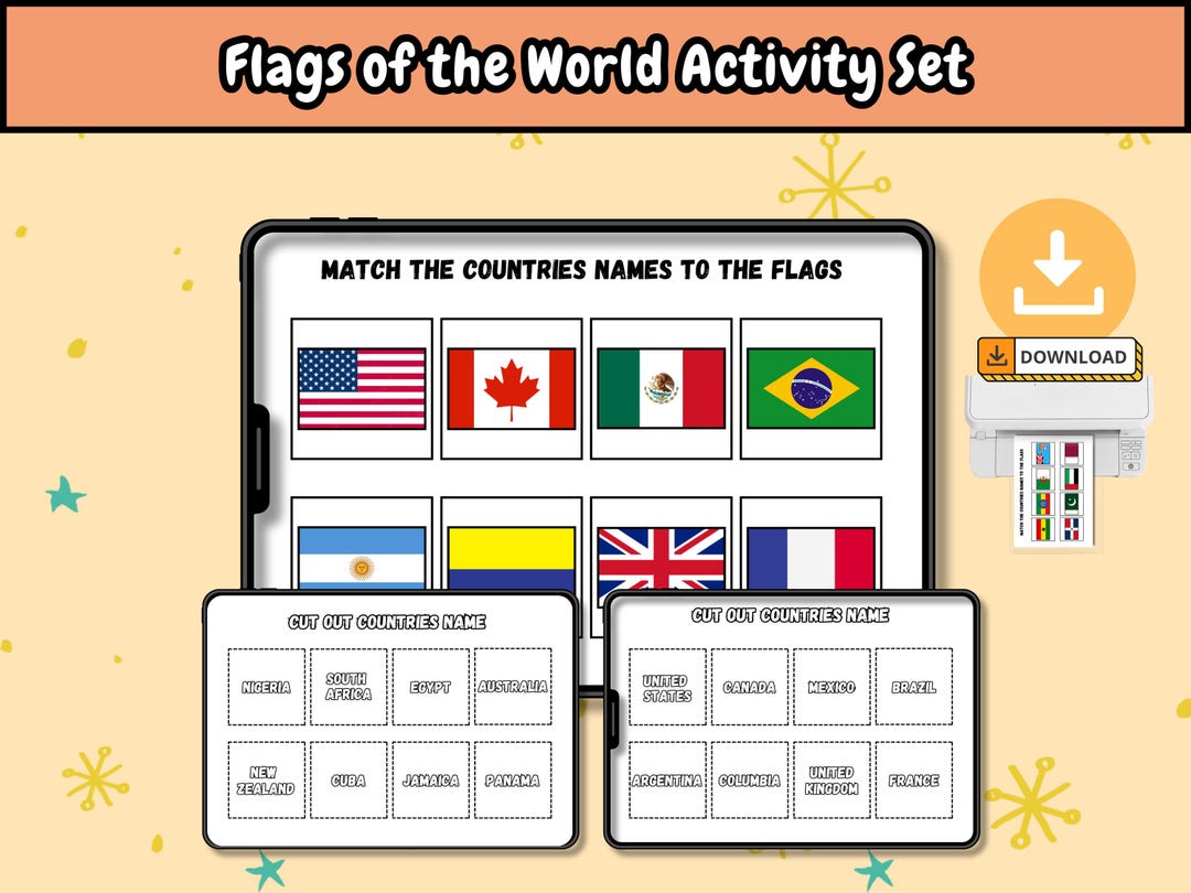 Flags of the World Activity Set | Country Flags Digital Download for ...