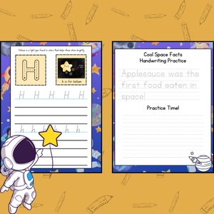Space Handwriting Practice Kids Writing Workbook Space Activity Sheets ...