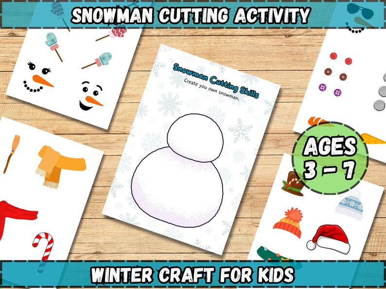 Snowman Cutting Activity for Fine Motor Skills Winter Craft for Kids ...