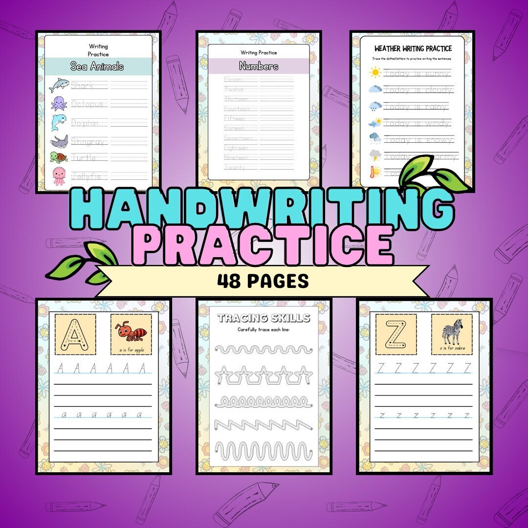 Handwriting Practice Work Book Copy the Sentences and Letters - Etsy
