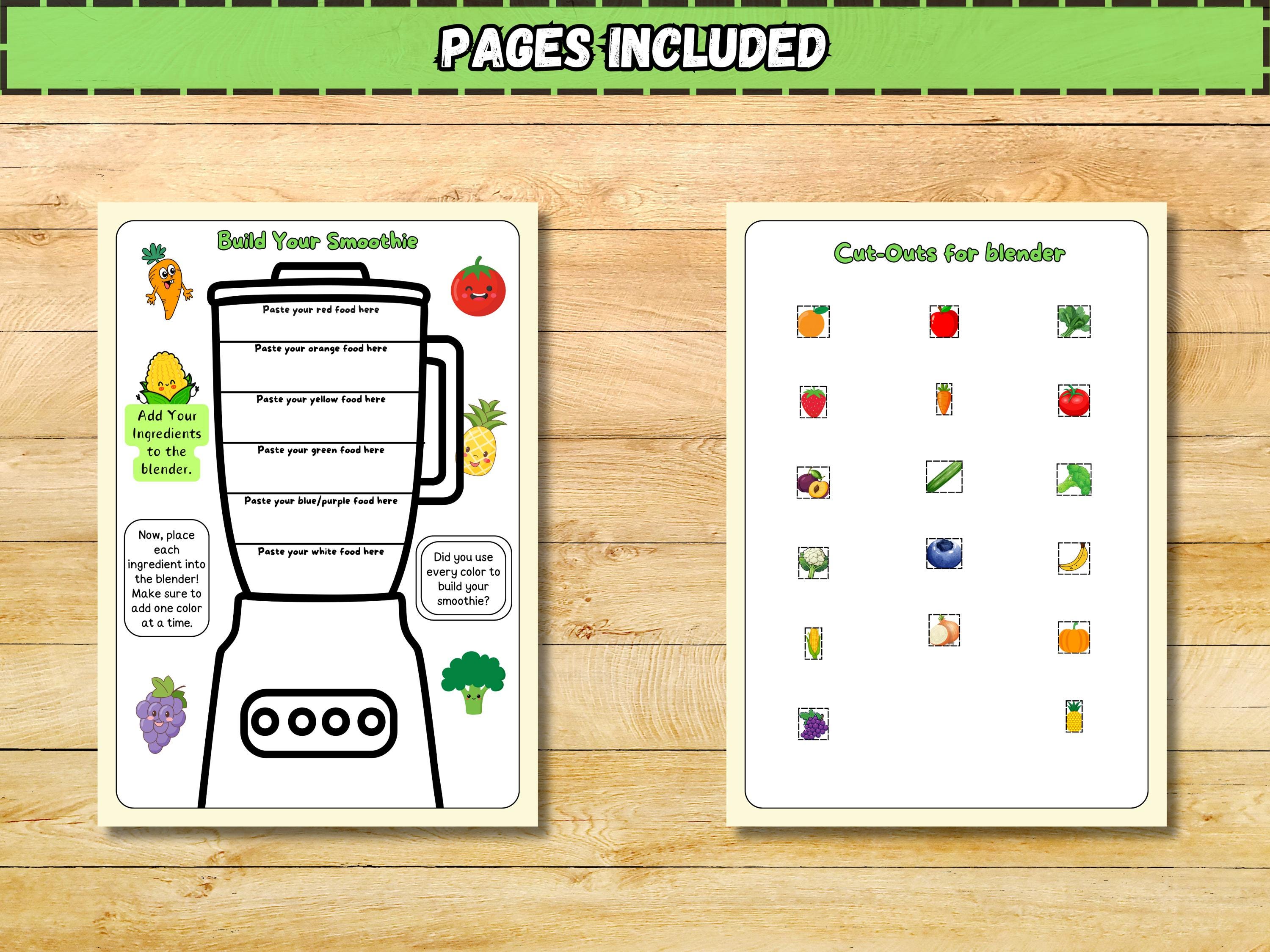 Rainbow Smoothie Sorting Activity for Kids Fun Cut & Paste for Healthy ...