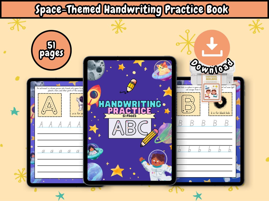 Space-themed Handwriting Practice Book | Letter Tracing Printable for ...