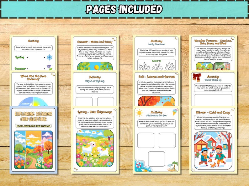 Seasons and Weather Printable Pack | Interactive Learning for Kids ...