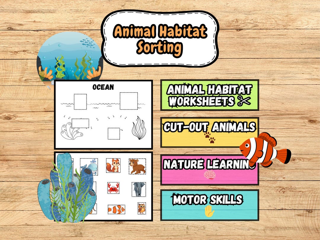 Animal Habitat Sorting Nature Learning Activity Preschool Worksheets ...