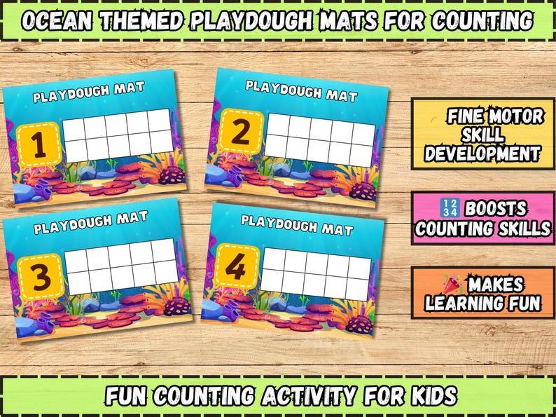 Playdough Counting Activity Ocean-themed Tens Frames Mats, Early Math ...