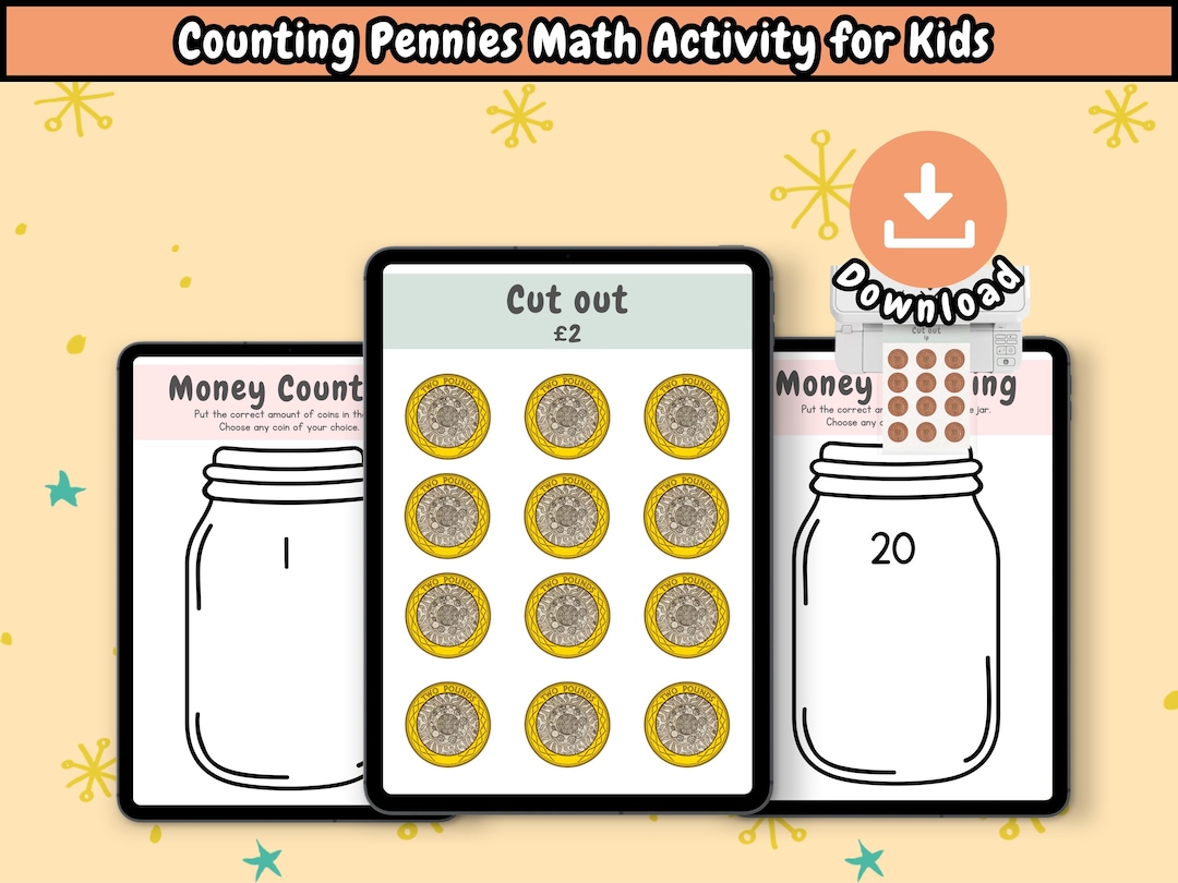 Counting Pennies Math Worksheets for Kids | Cut-and-paste Early ...