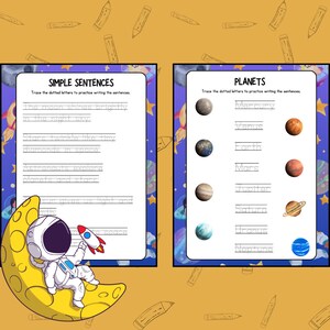 Space Handwriting Practice Kids Writing Workbook Space Activity Sheets ...