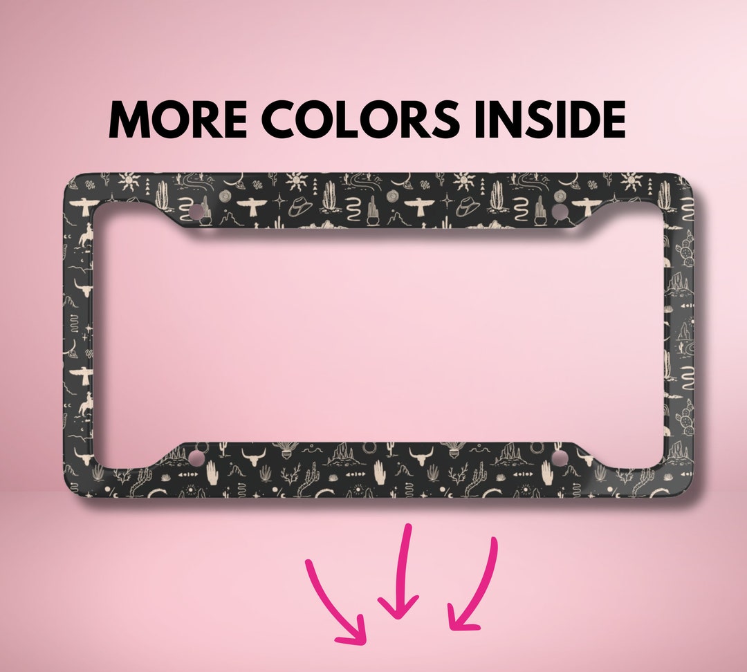 Black Western Print License Plate Frame,car Accessories for Women ...