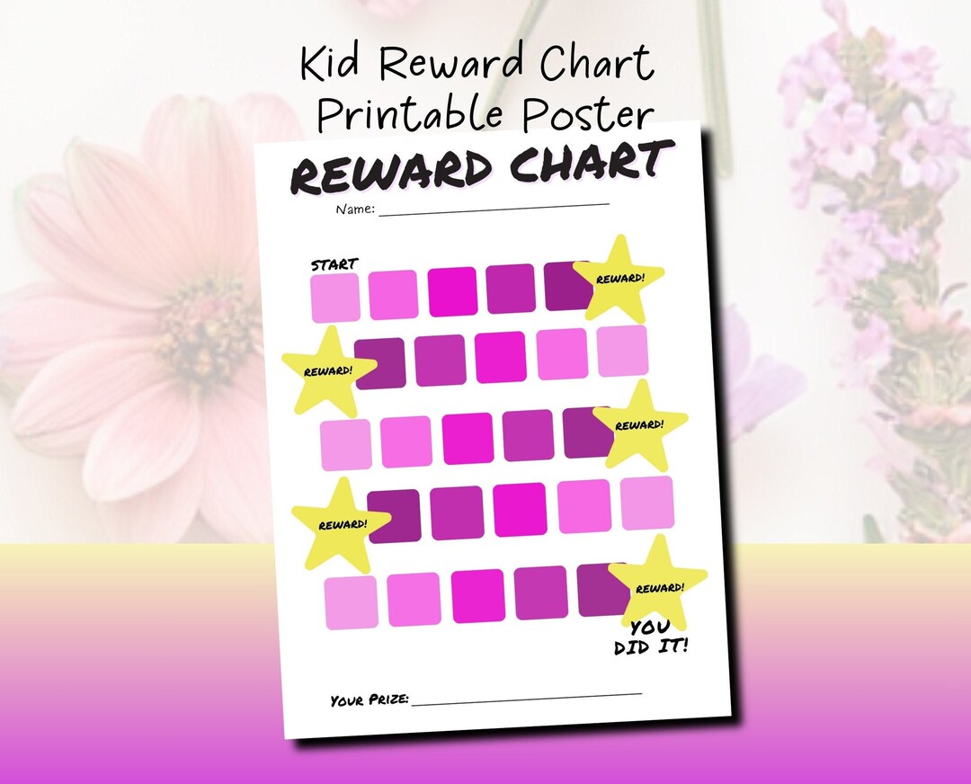 Reward Chart, Toddler Reward Chart Poster Cute Reward Chart Printable ...