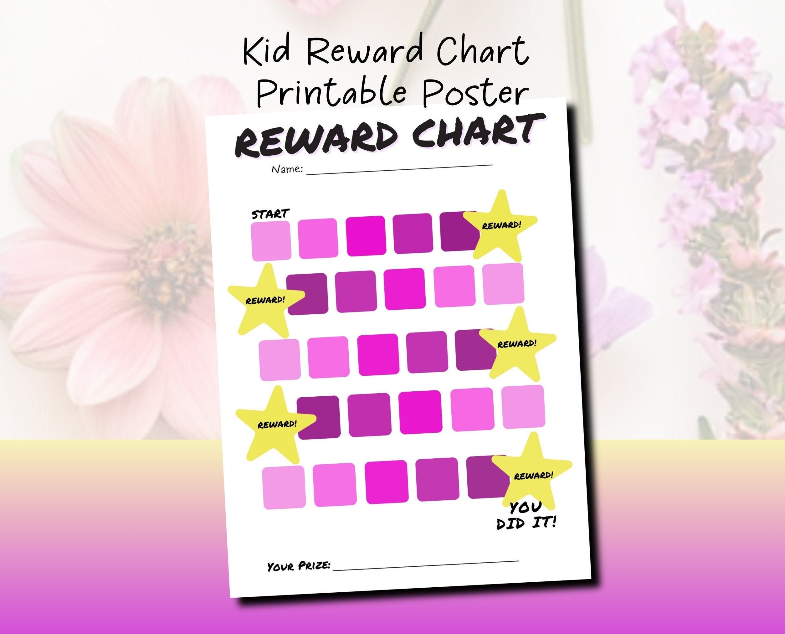 Reward Chart, Toddler Reward Chart Poster Cute Reward Chart Printable ...
