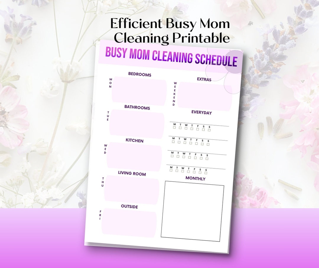 Busy Mom Cleaning Schedule Printable Weekly Monthly Cleaning Planner ...