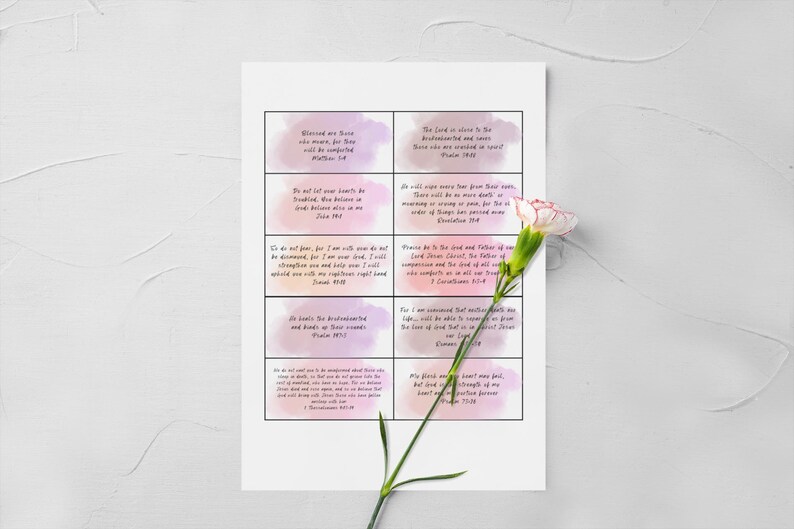 Printable Bible Scripture Cards, 50 Encouraging Verses for Grief ...
