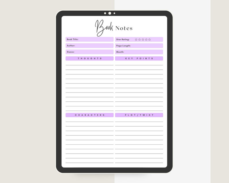 Digital Bundle Pack, Book Club Note-taking, Book Journaling, Reading ...