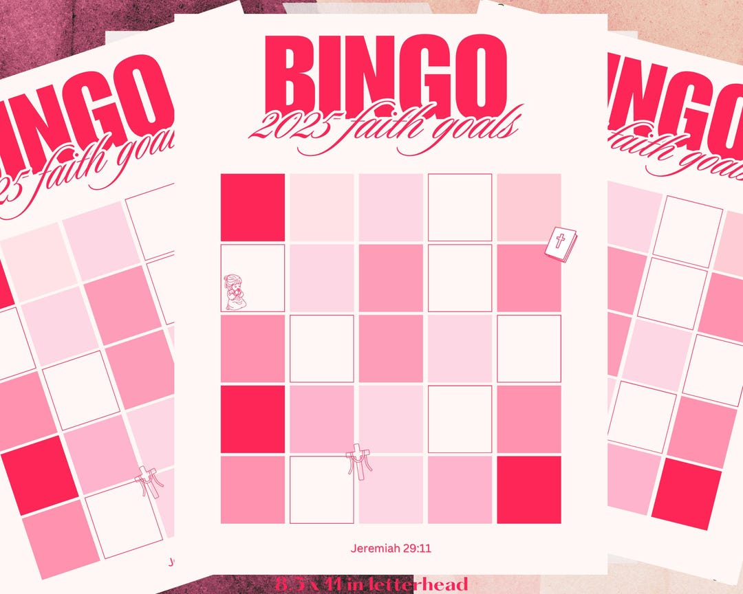 2025 New Year Faith Bingo Card Bundle Pack, Prayer Bingo Card ...