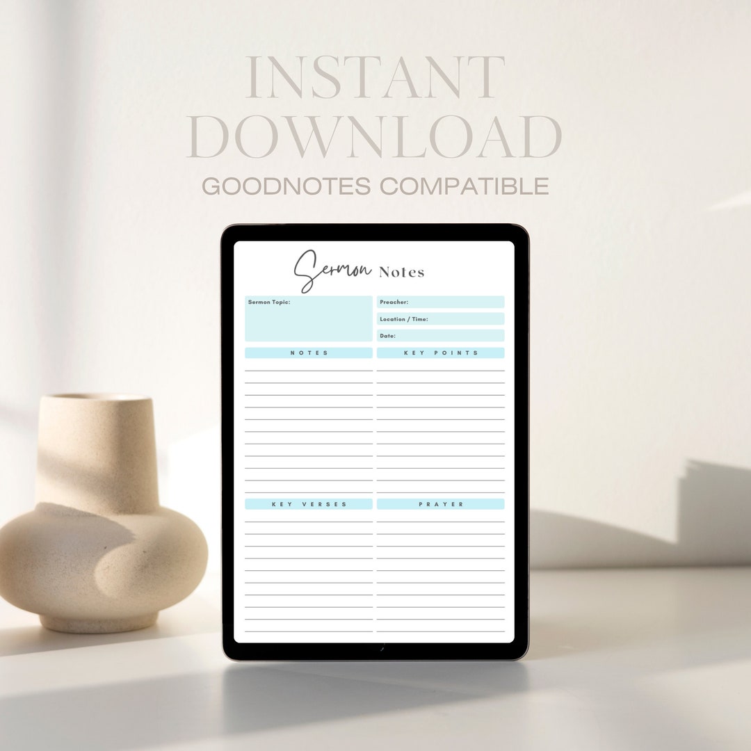 Digital Sermon Note Taking, Prayer Note Taking, Goodnotes Compatible ...