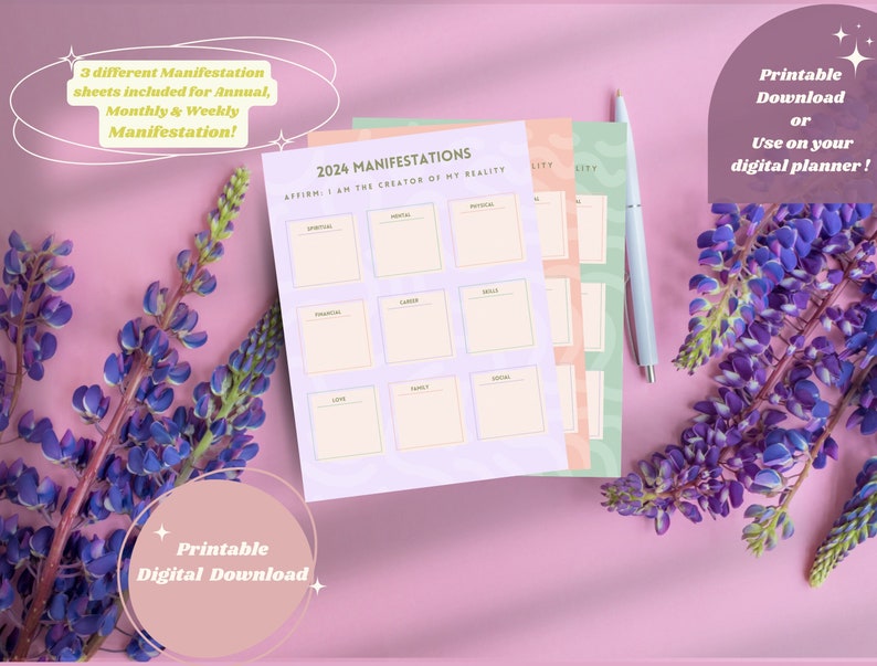 Manifestation Printable Vision Boards | Printable Prompts ...