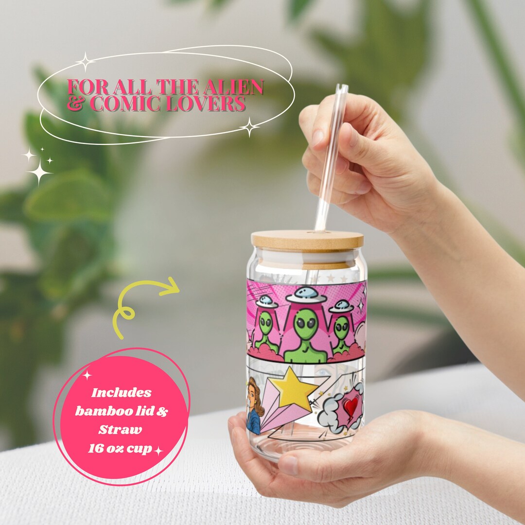 Comical Aliens Iced Drink Glass 16 0z Pop Art Design Libbey Glass Iced ...