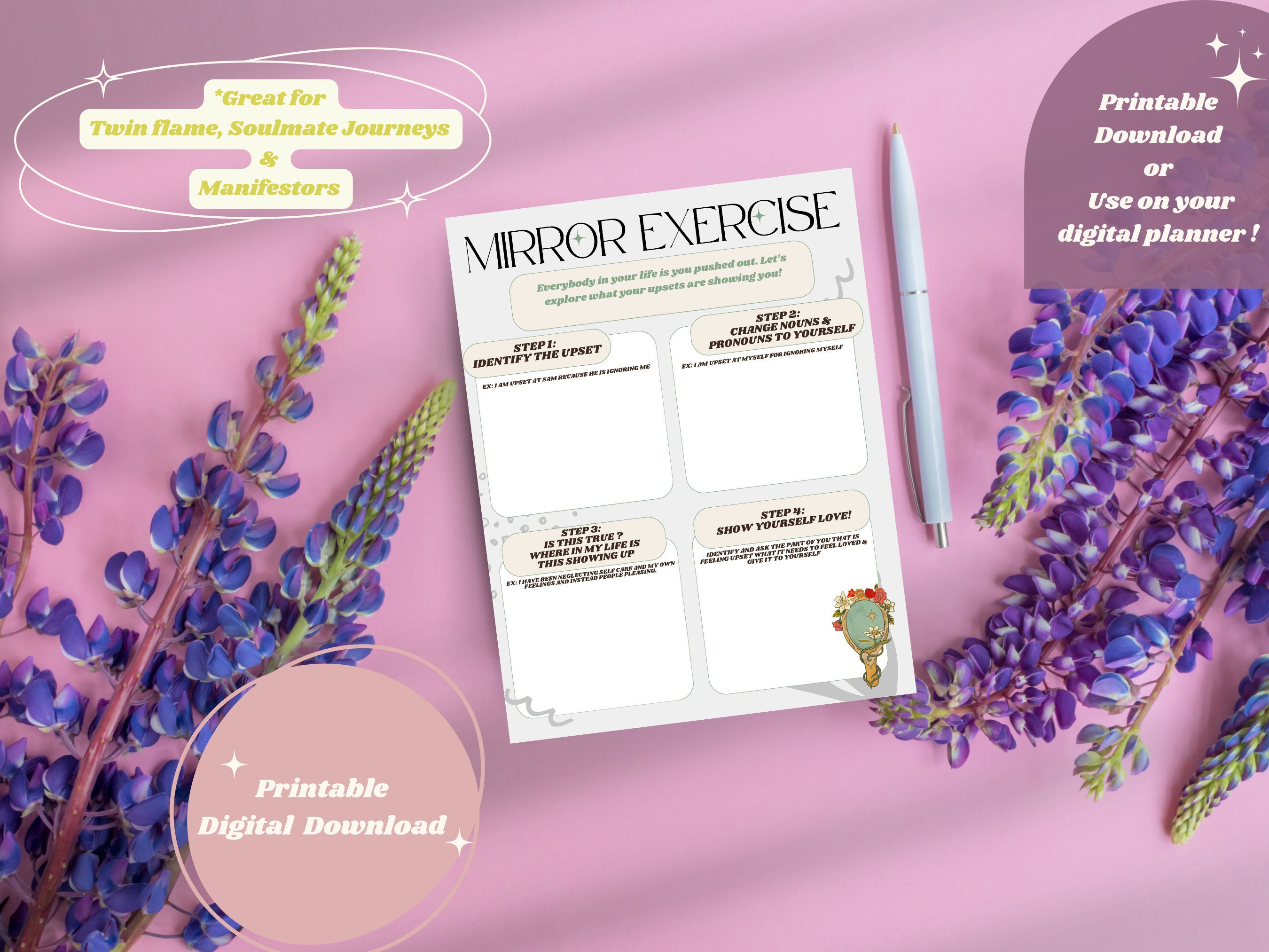 Printable Mirror Exercise Prompt | Twin Flame Journey | Relationship ...