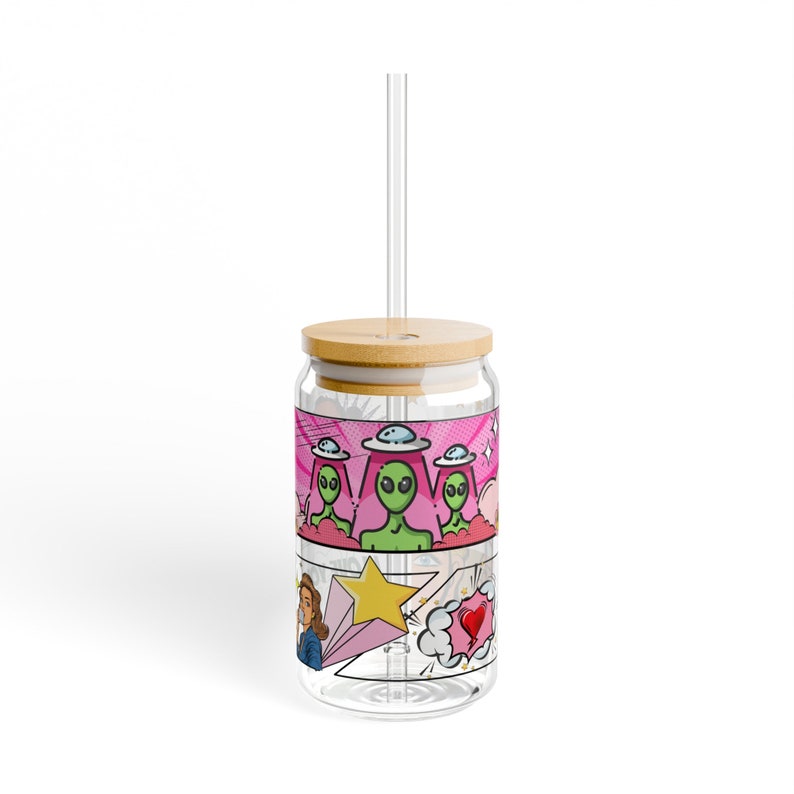 Comical Aliens Iced Drink Glass 16 0z Pop Art Design Libbey Glass Iced ...