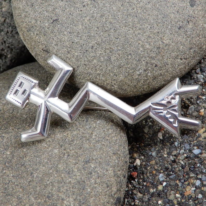 Yei Pin Cast Sterling Signed MJ Native American Desert - Etsy