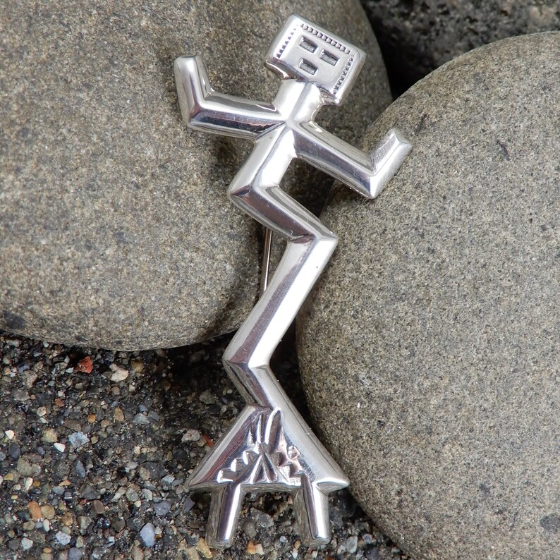 Yei Pin Cast Sterling Signed MJ Native American Desert - Etsy