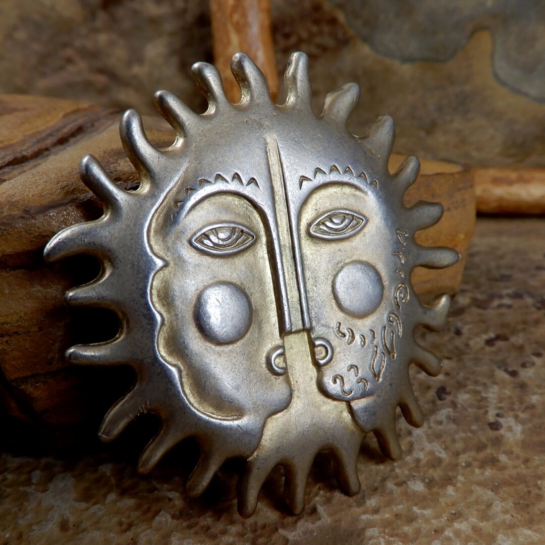 Sunface Pin, Maxine Denker, Mid Century Modern, Vintage Modernist Gold ...