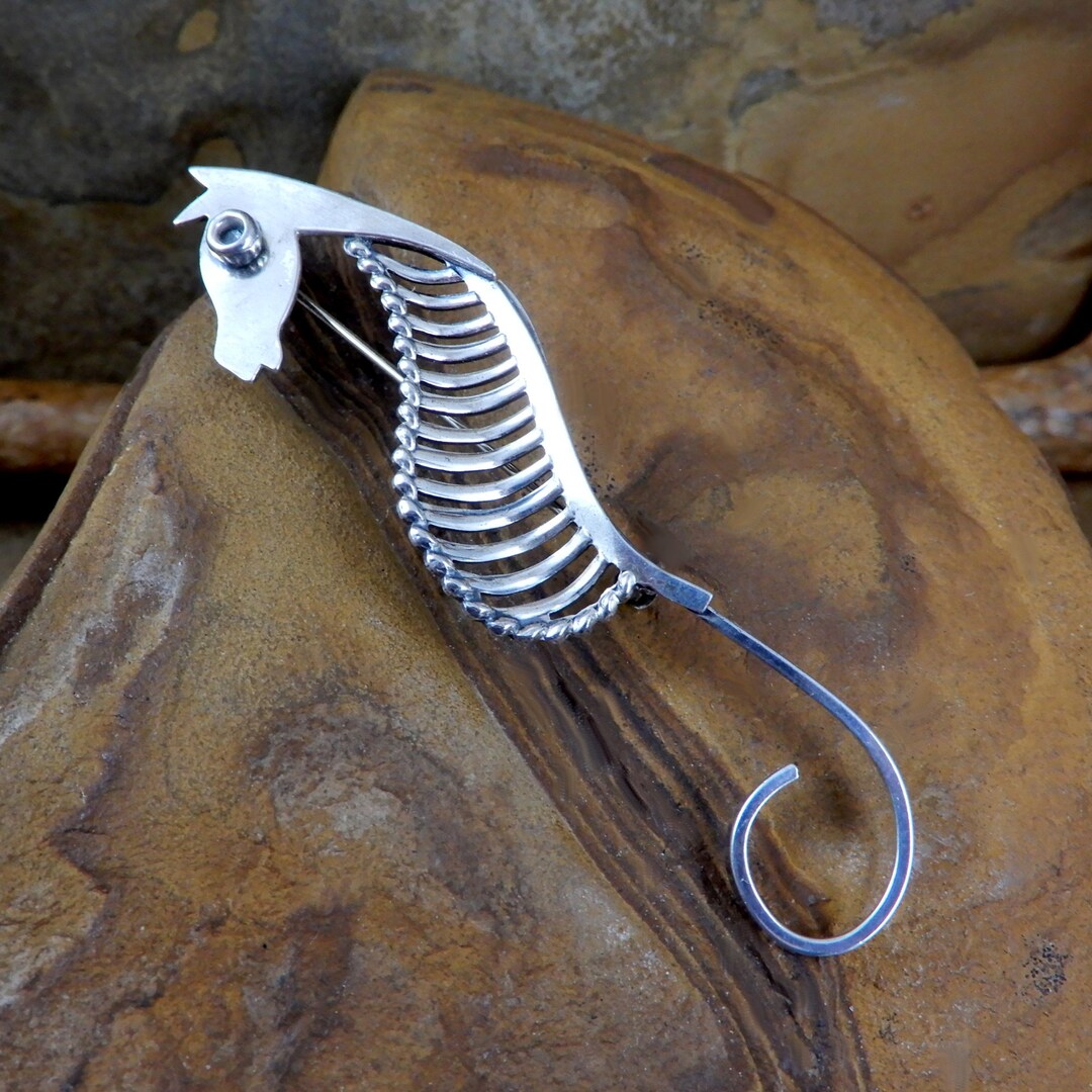 Seahorse Pin, Modern Art, Cubism Sterling, Abstract, Signed Beau, Mid ...