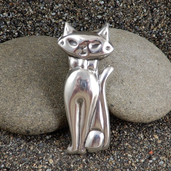 Sterling Cat Pin - Etsy