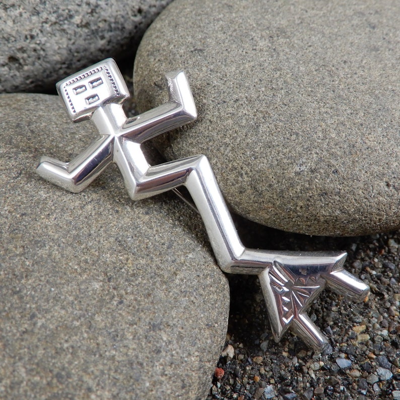 Yei Pin Cast Sterling Signed MJ Native American Desert | Etsy