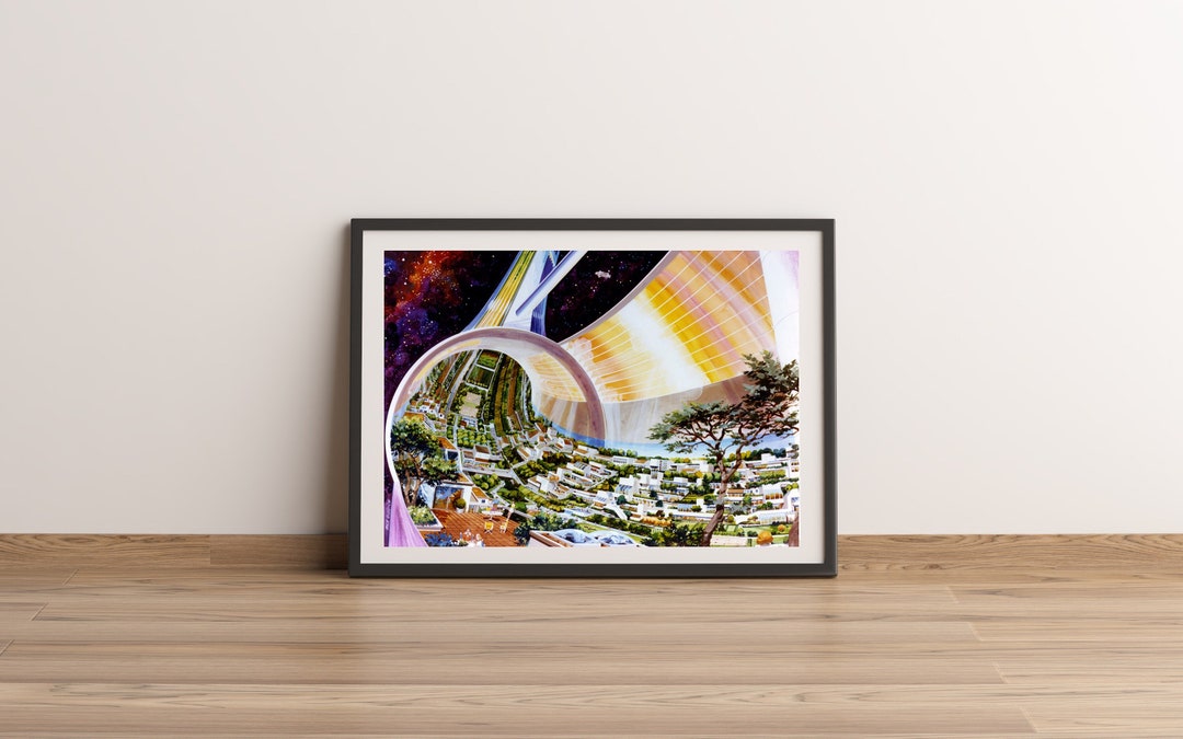Future Space Colony Exploration NASA Illustration Fine Art Print ...