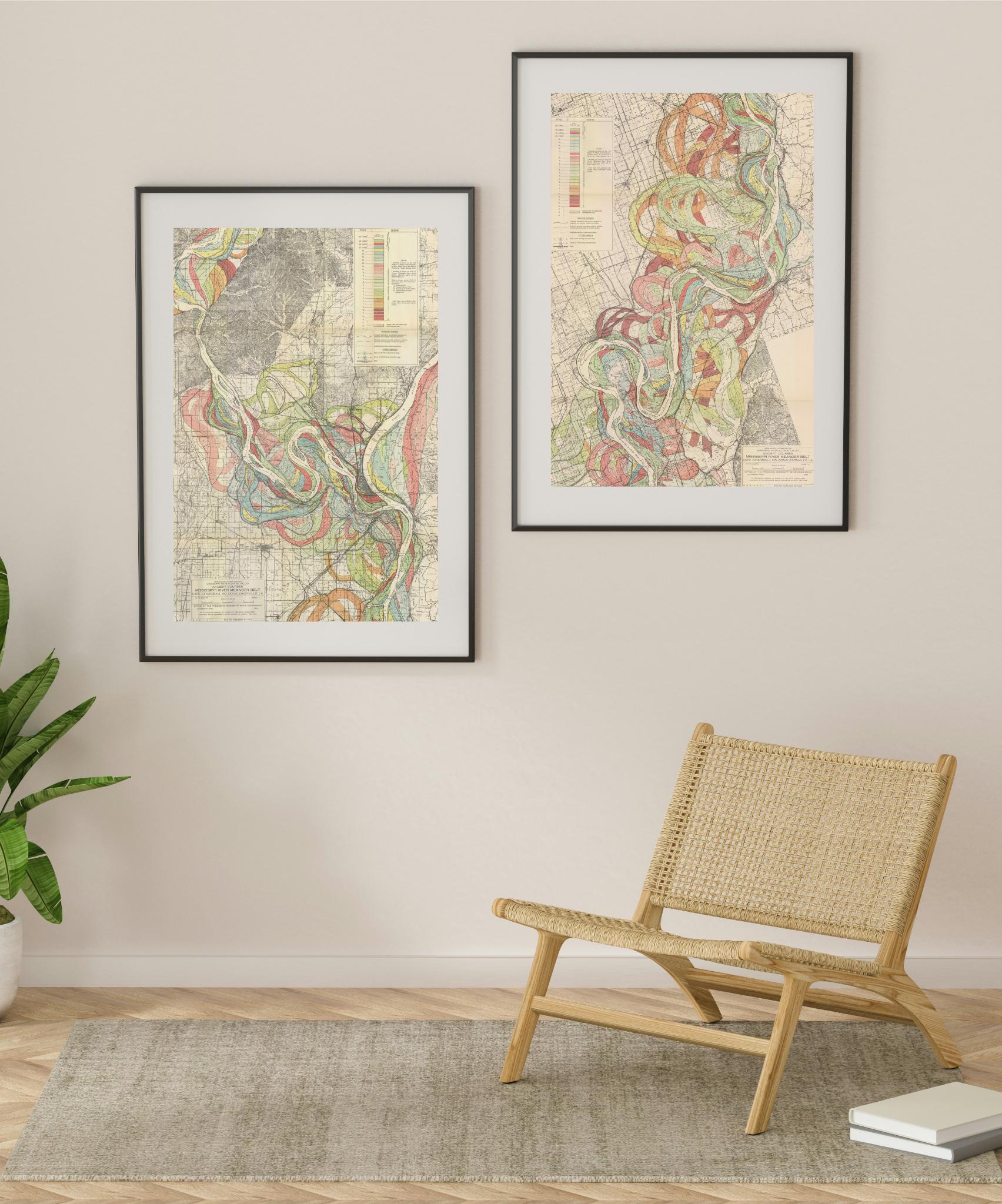 Mississippi River Map - Harold Fisk 1944 Vintage Geological Art Prints ...