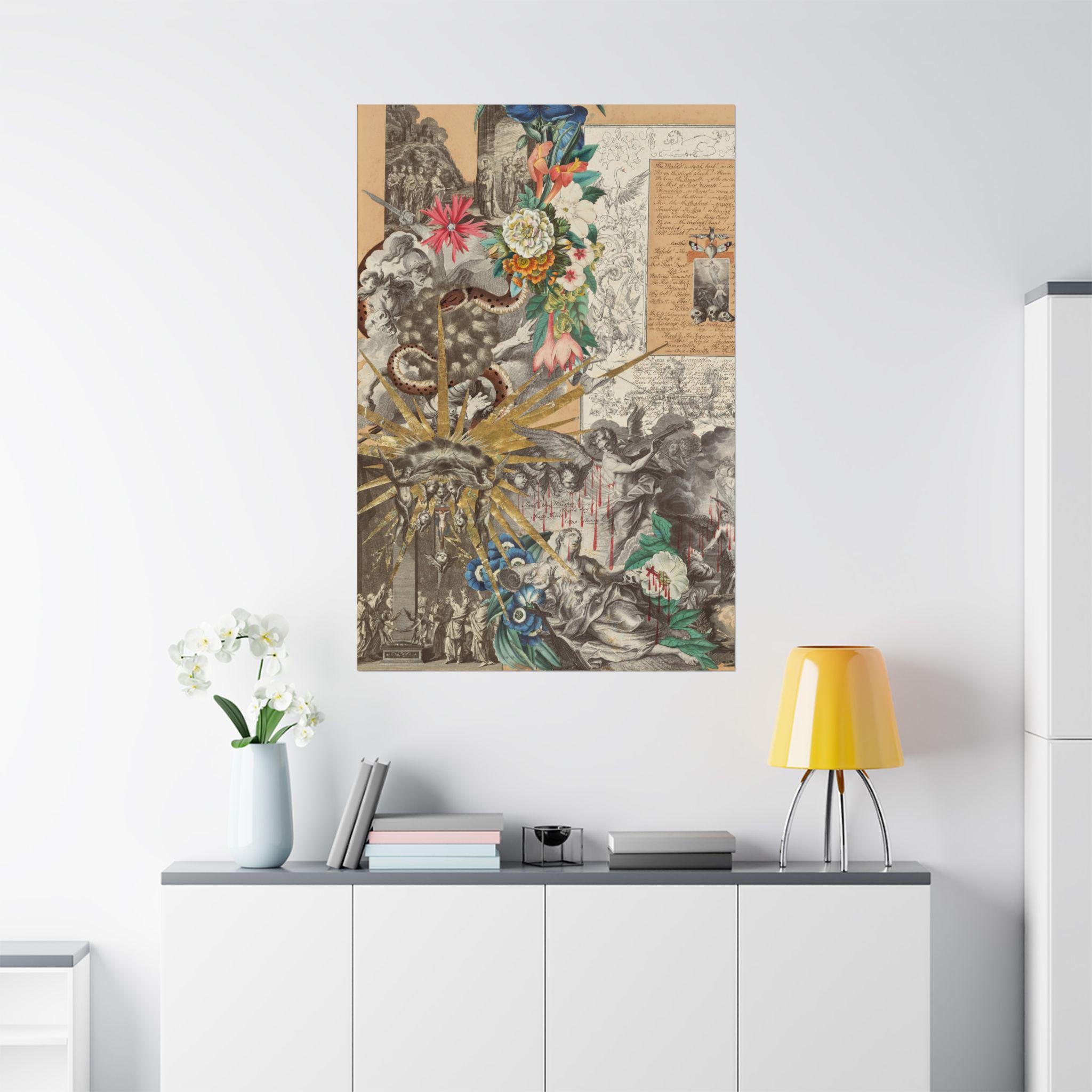 Gothic Victorian Blood Collage Art Print – Surreal Religious Flowers ...