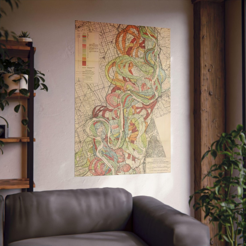 Mississippi River Map - Harold Fisk 1944 Vintage Geological Art Prints ...