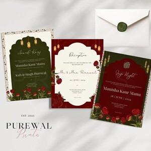 Sikh Wedding Invitation Template Set Set of 4 Inserts Free E-vite ...