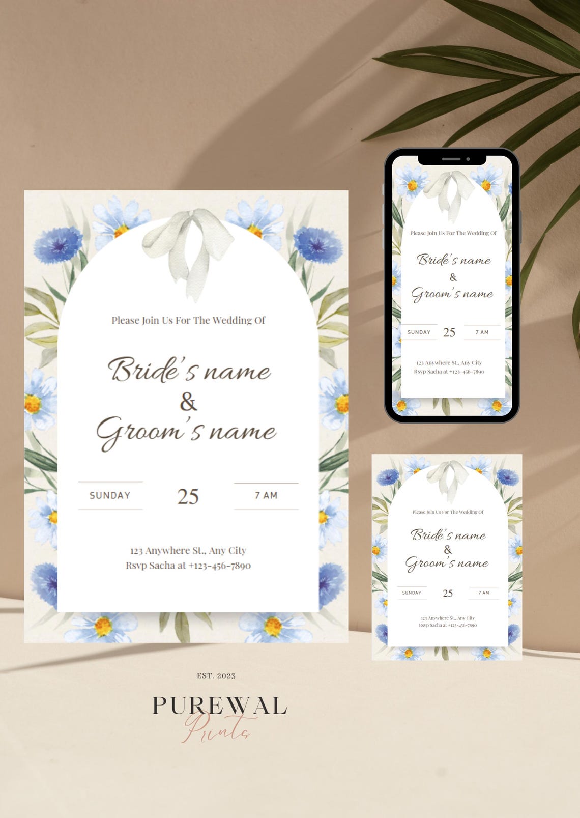 Digital Wedding Invitation Template | Minimalistic Floral Classic ...