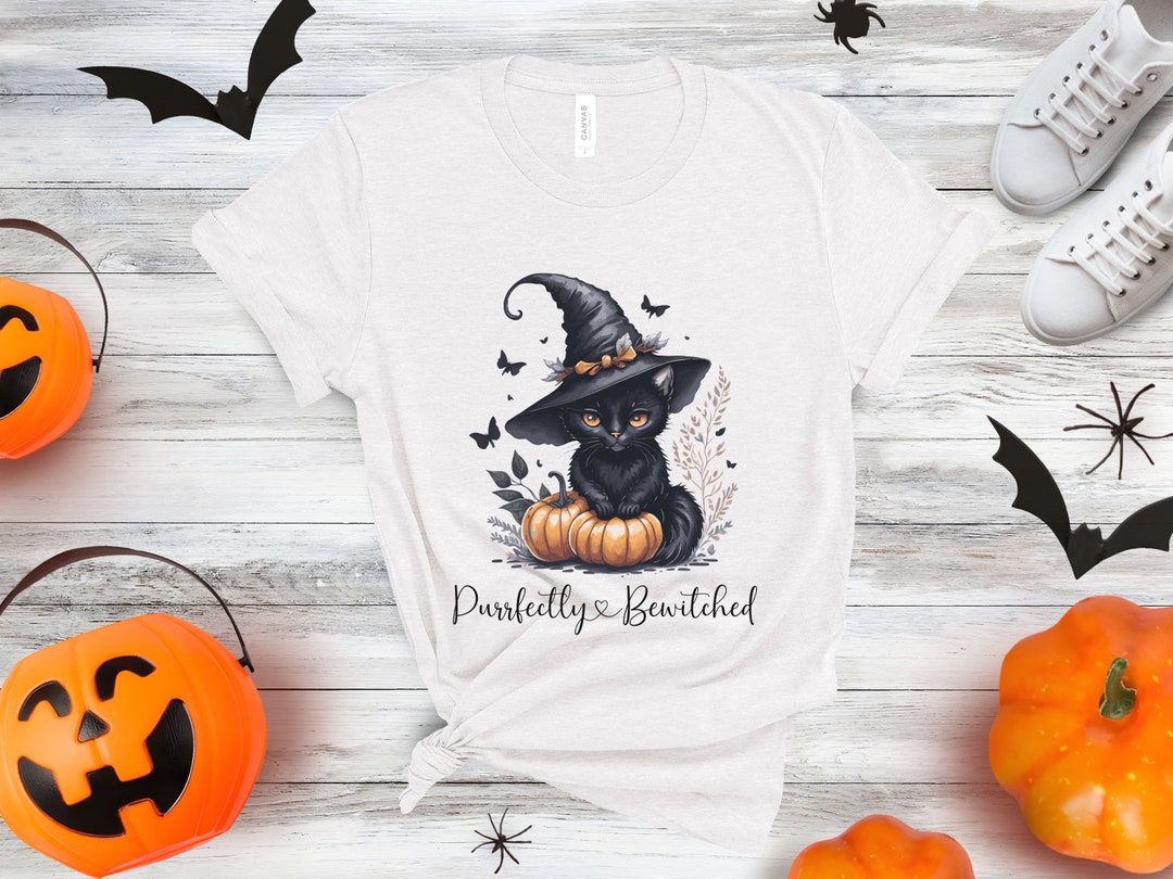 Enchanting Black Cat With Witch Hat Halloween, Black Cat Purrfectly ...