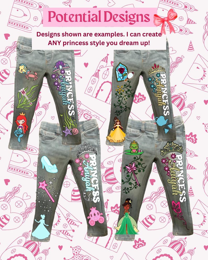 Personalized Princess Jeans: Custom Glitter Denim Birthday Outfit - Etsy