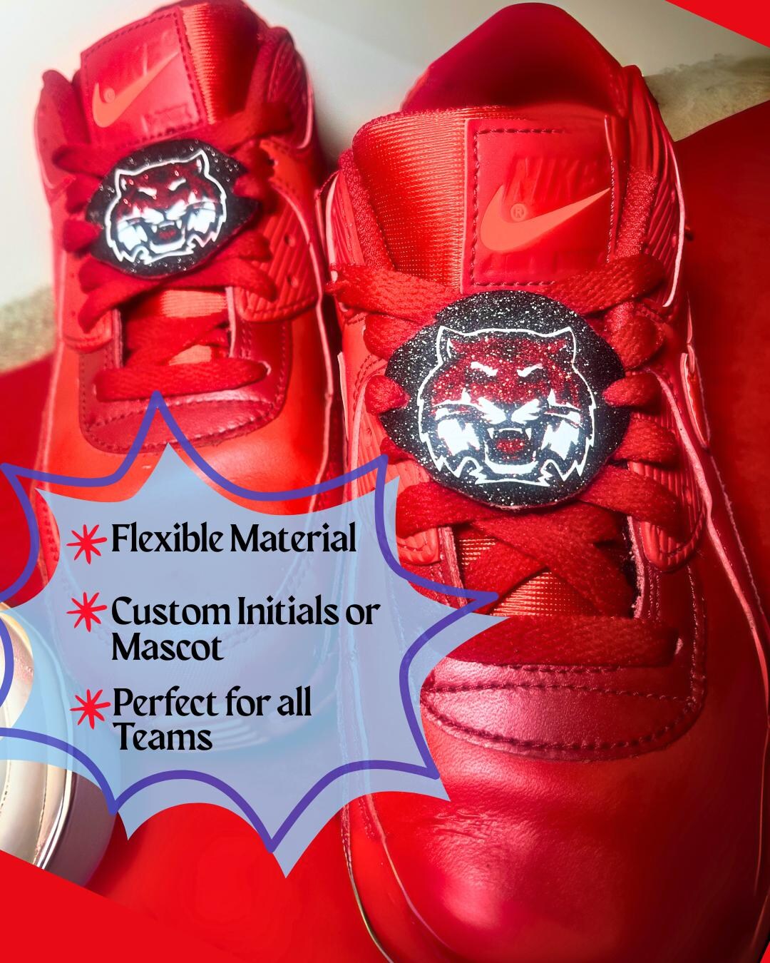 Custom Glitter Shoe Charms | Team Mascot, Initials Lace Tags - Etsy