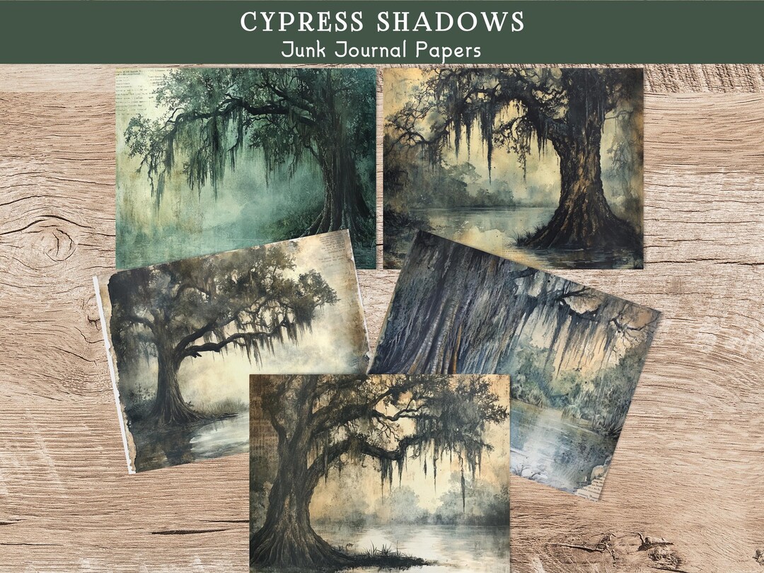 Cypress Shadows: 5 Swamp-themed Junk Journal, Scrapbook & Background ...