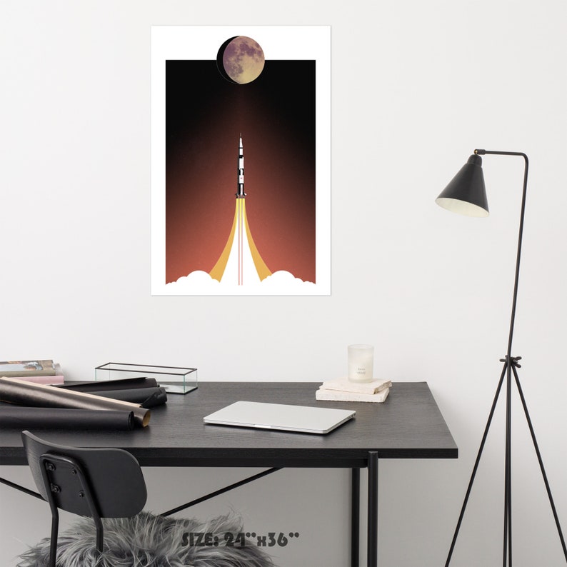 SKY #2 - SATURN V (giclée Fine Art Print) Spacecraft Graphic (11x14 12x16 12x18 16x20 18x24 ...