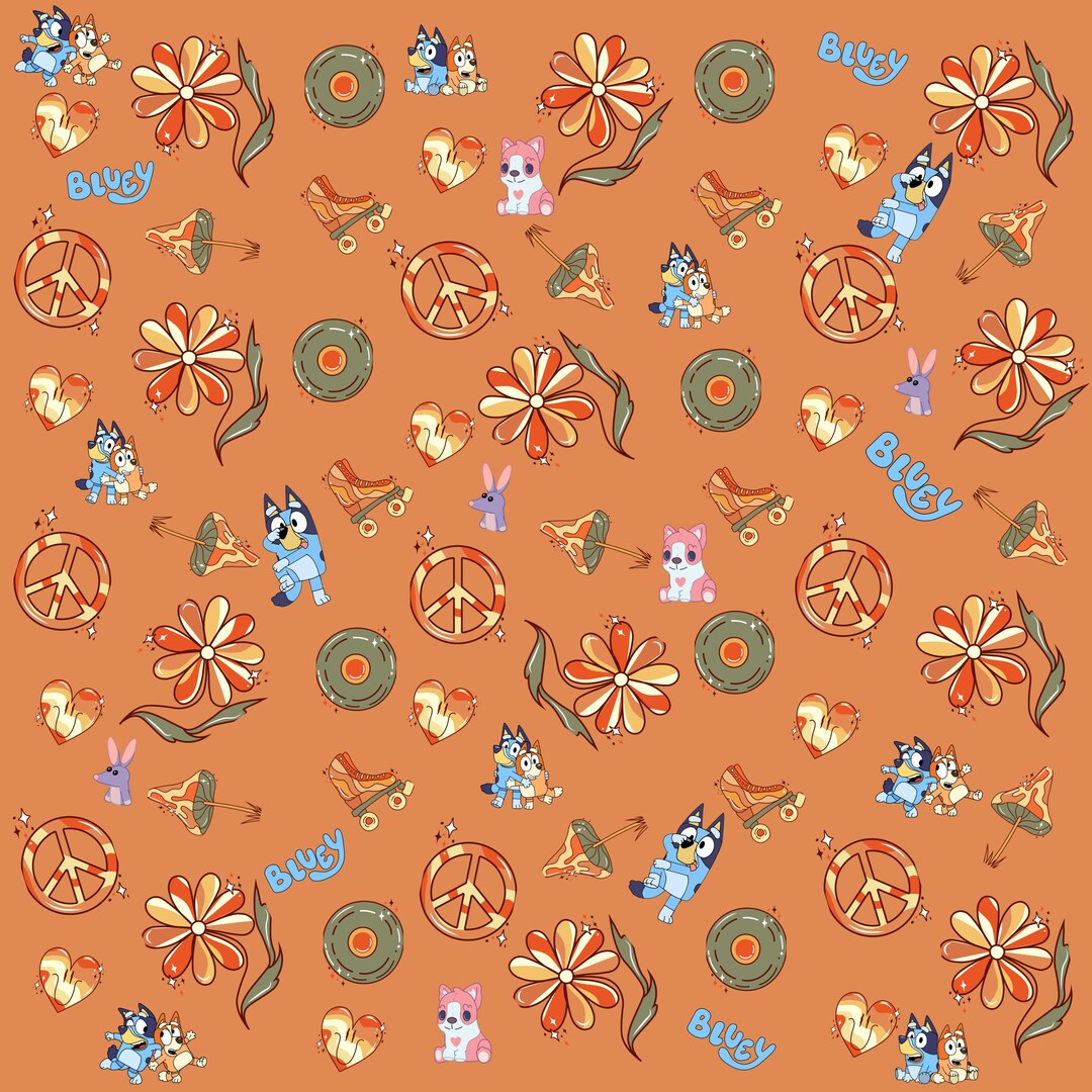 Bluey Retro Seamless Pattern, PNG, Instant Download - Etsy