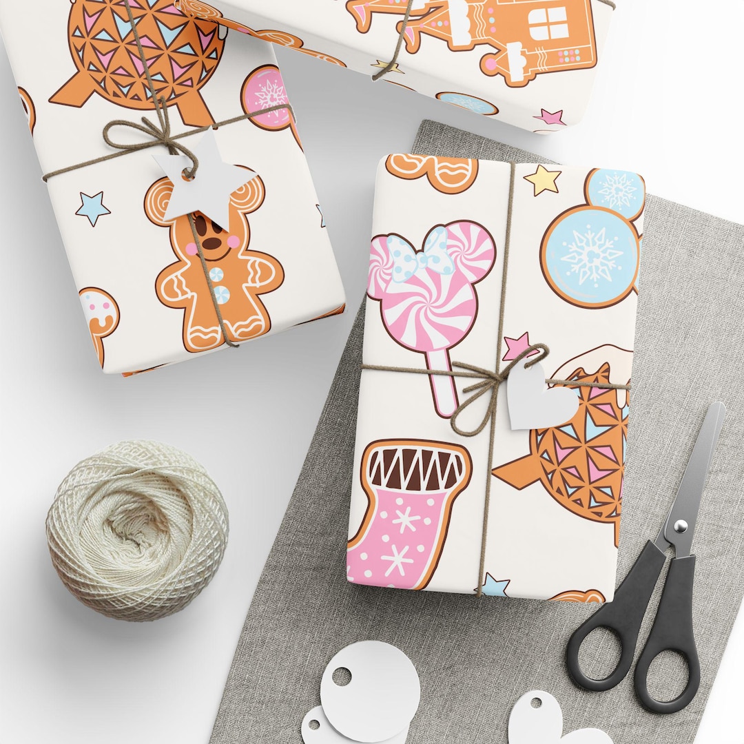 Disney Christmas Gingerbread Wrapping Paper Holiday Gift Wrap, Festive ...
