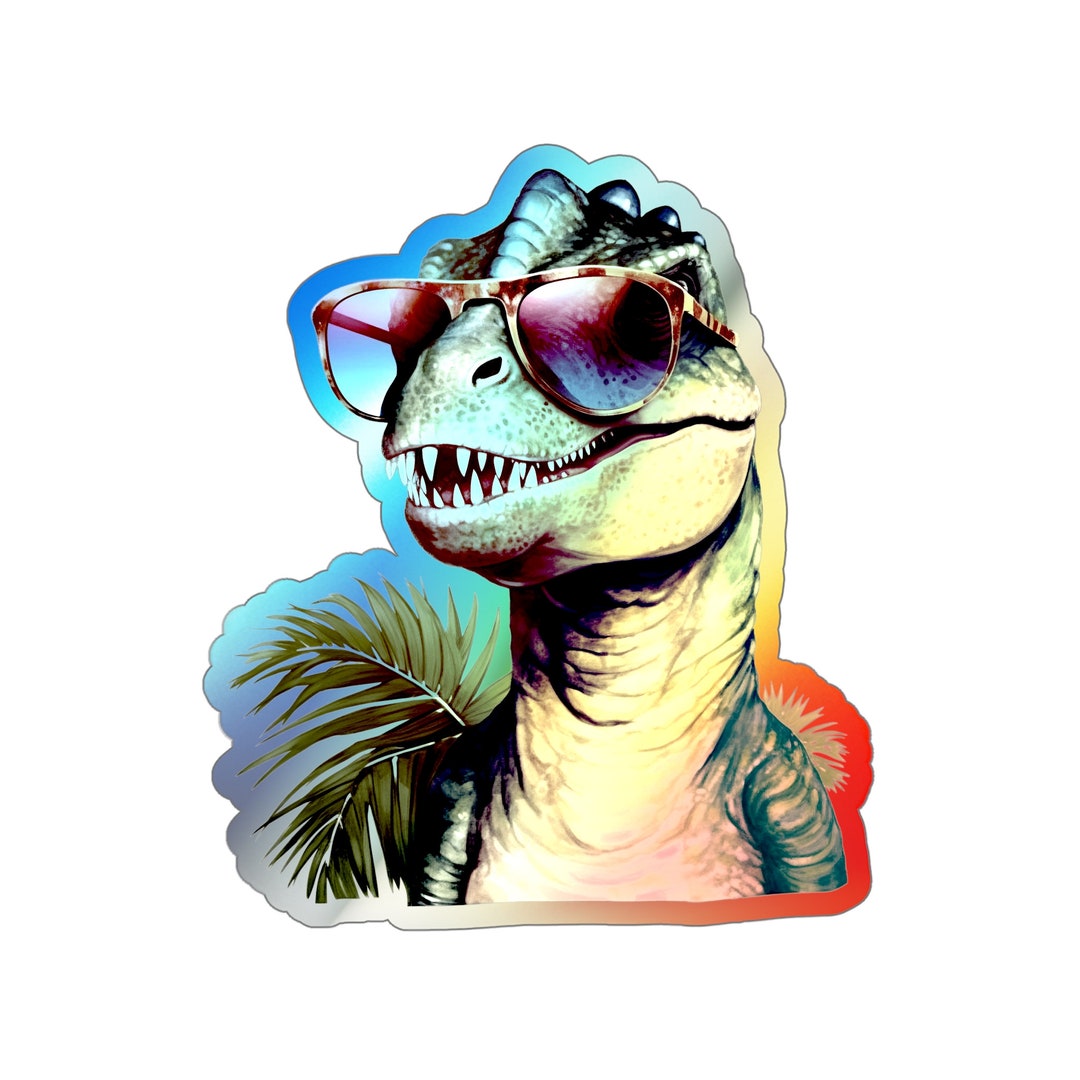Dinosaur in Sunglasses Holographic Die-cut Stickers - Etsy