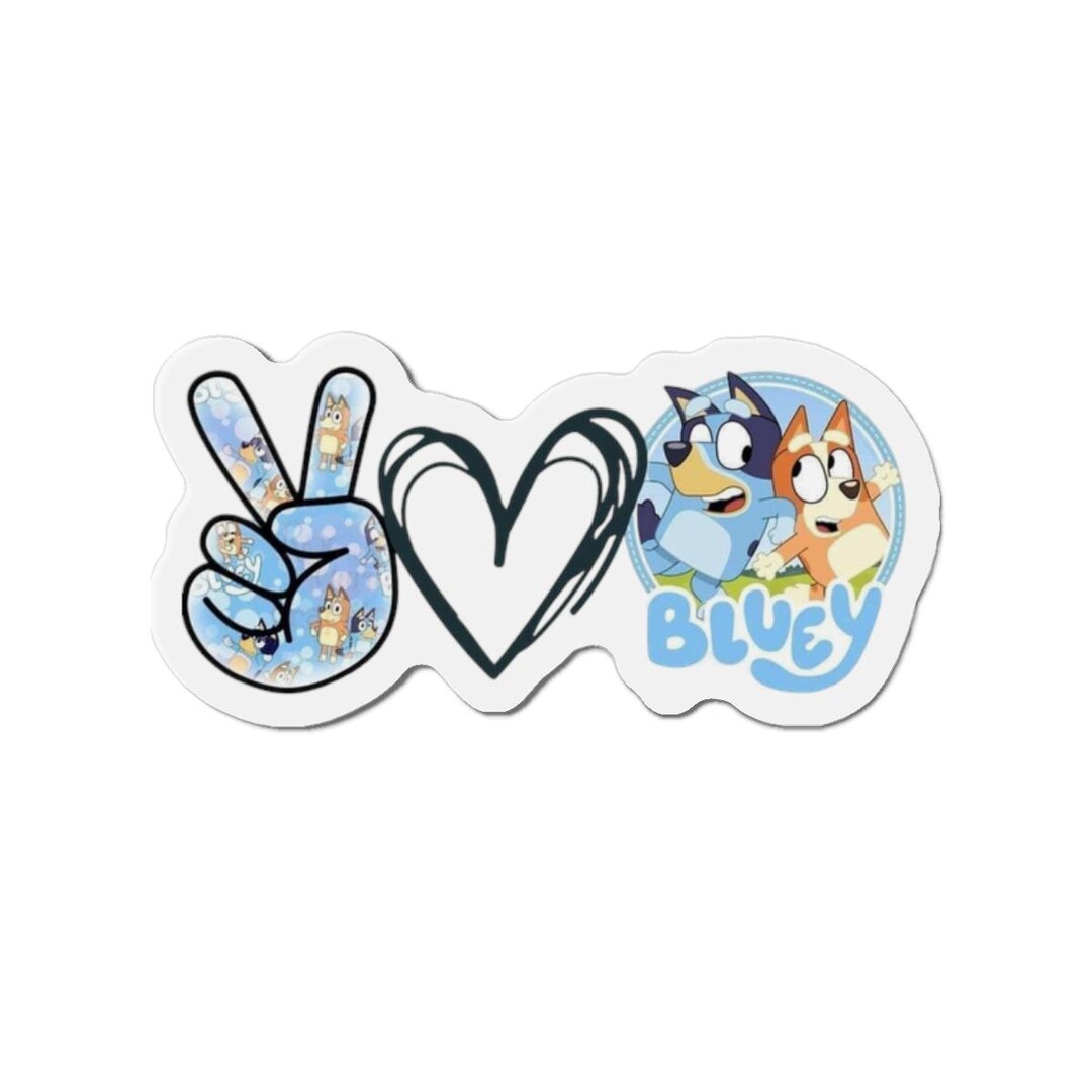 Die-cut Magnets Peace Love and Bluey Magnet, Fridge Magnets, Kitchen ...